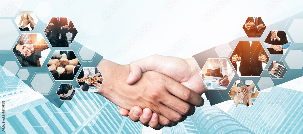 Teamwork and human resources HR management technology concept in ...