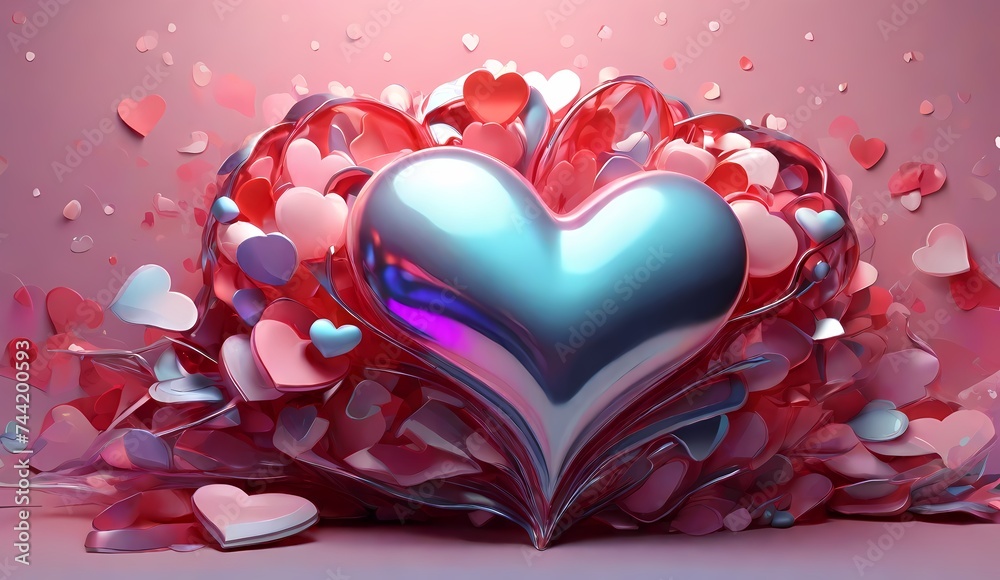 Generative AI Valentines day background with love sign. Love heart ...