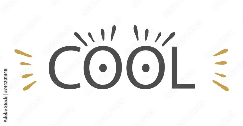 cool text with surpised eyes, doodle, cartoon, phrase icon. Graphic ...