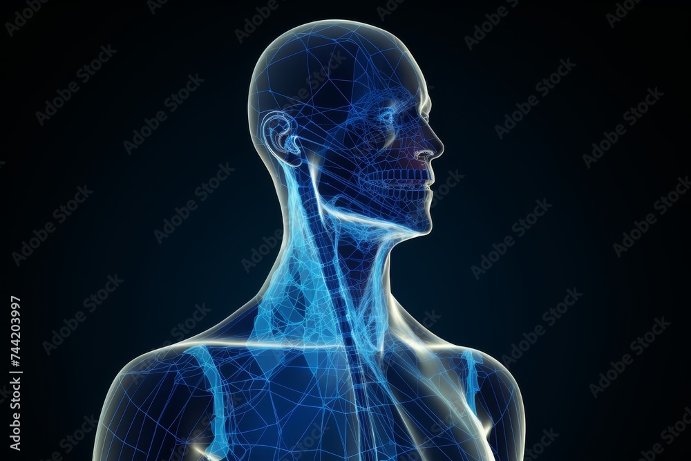 Anatomy of the Human Neck Detailed 3D Illustration Featuring Muscles ...