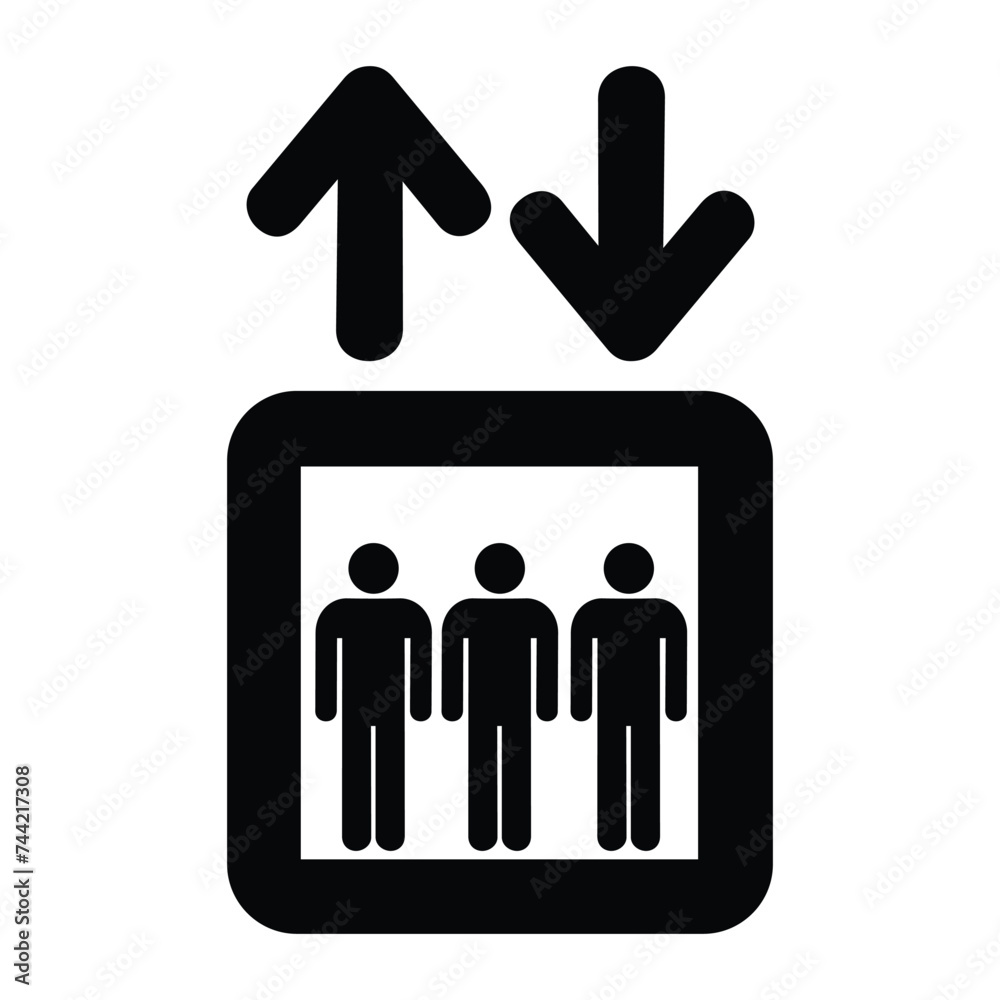 Elevator upward and downward sign. Lift symbol with arrows, isolated ...