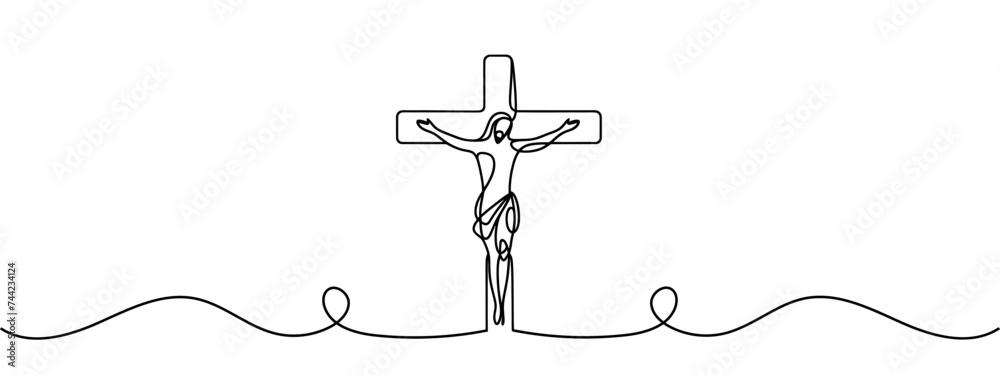 continuous line of Jesus christ.one line drawing of the Lord jesus ...