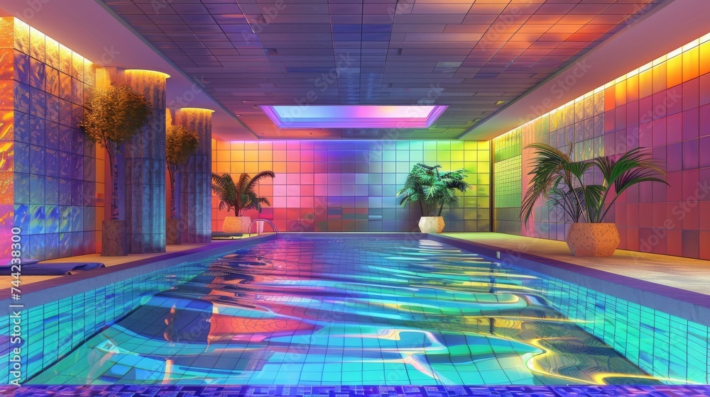 Vaporwave Liminal Space Pool Stock Illustration | Adobe Stock
