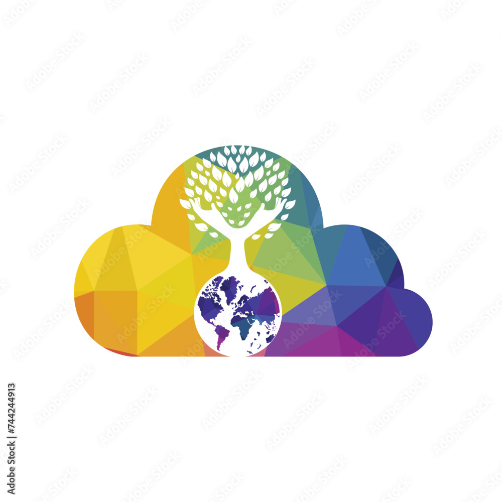 Globe and hand tree vector design. Nature and earth care concept. Stock ...