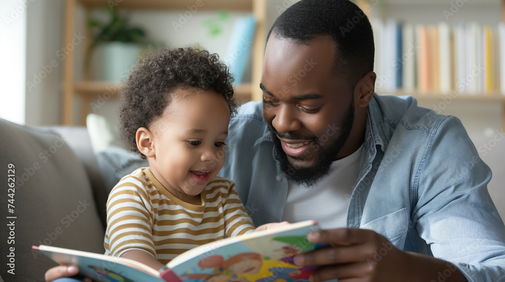 Happy father, child laughing together, family learning moment, father ...