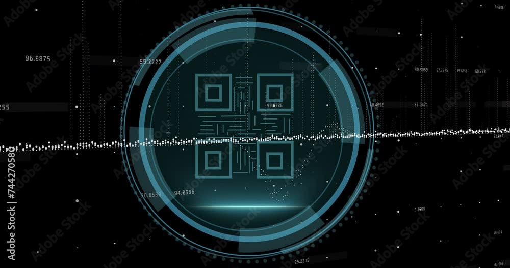 Animation of qr code and scope scanning over data processing Stock ...
