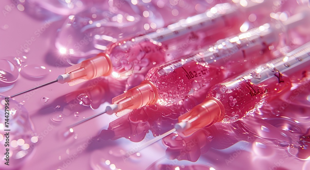 A cluster of sharp syringes filled with fluid, representing the ...