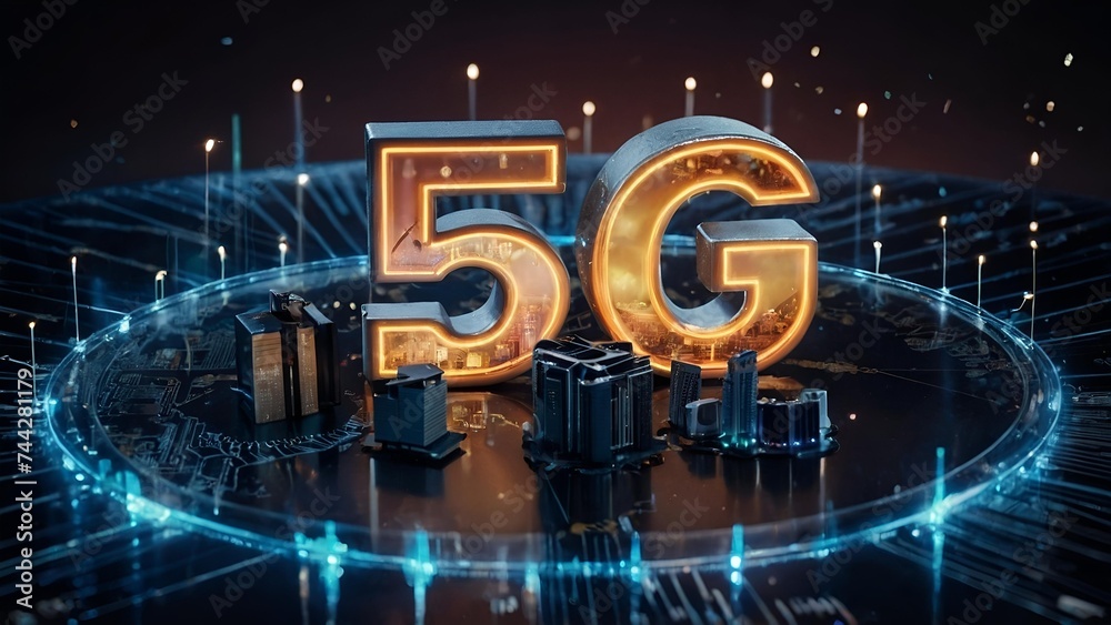 5G Network Diagram with Cloud Computing and Data Storage, Cloud ...