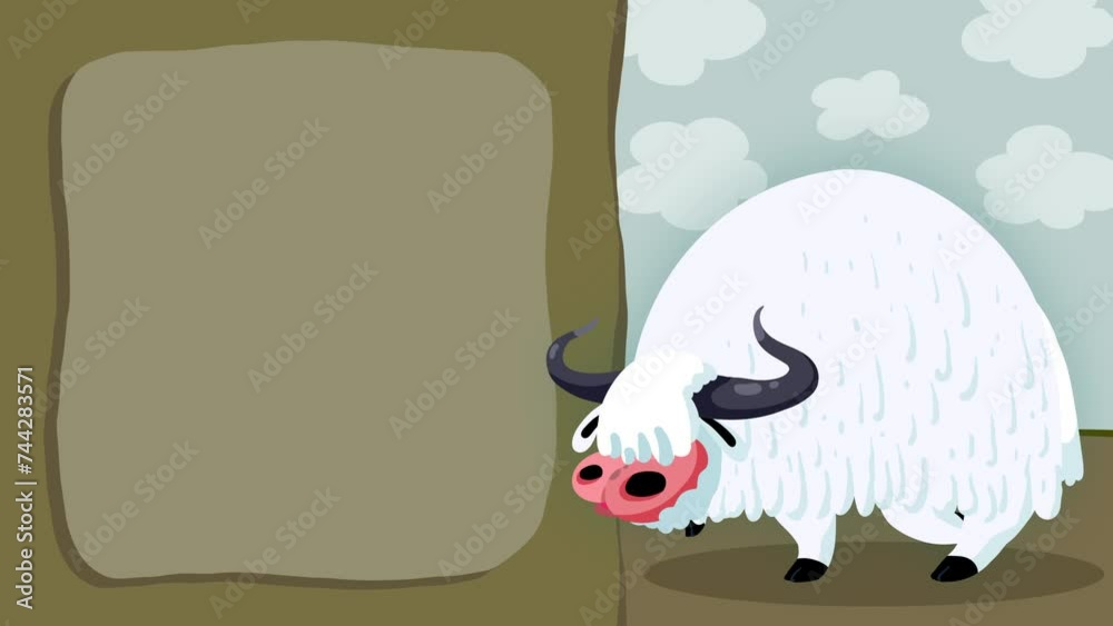 Cartoon character yak animal walking intro animation for titles. Good ...