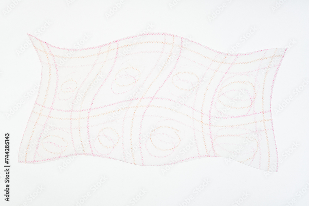 wavy paper cutout shape with curving color pencil marks (with patterned ...