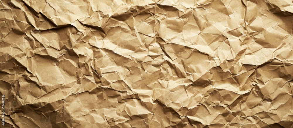 A piece of vintage brown paper that has been torn in half, showing ...
