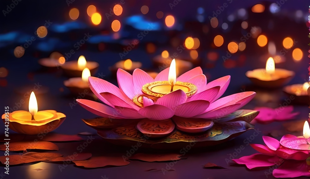 Generative AI Purple Flower With Candle in the Center for Relaxation ...