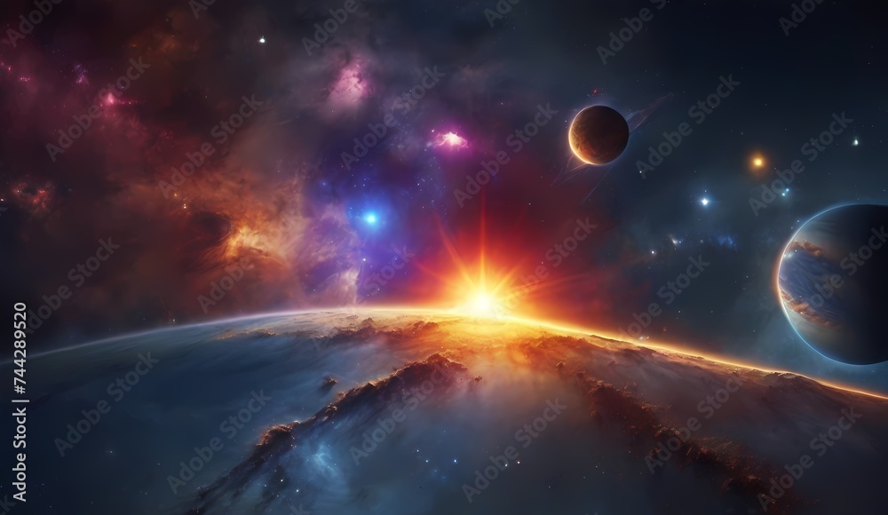 Generative AI Deep space art. Nebulas, planets, galaxies and stars in ...