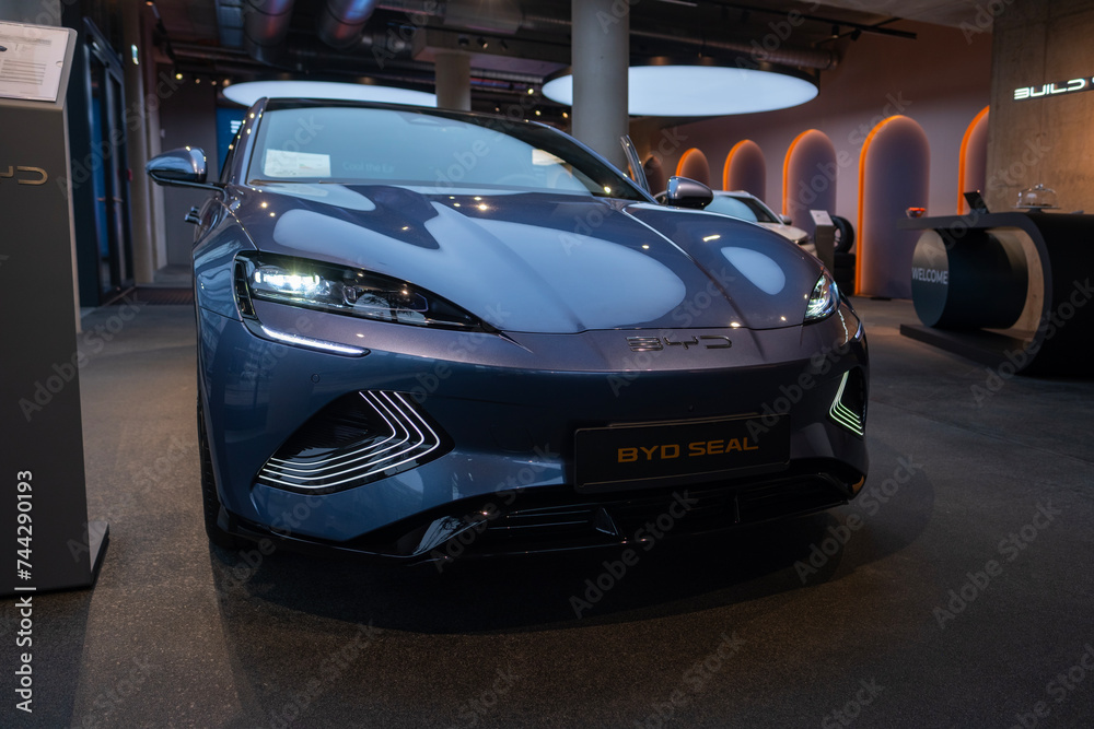 BYD Seal 2024 Electric Car rear view, lilac metallic SUV Chinese ...