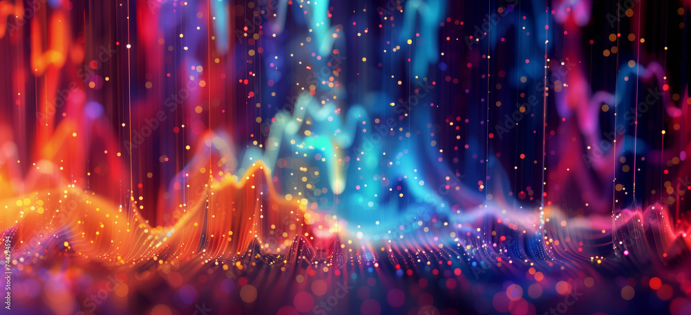 Active data analysis concept blurred background. Fluctuation of data in ...