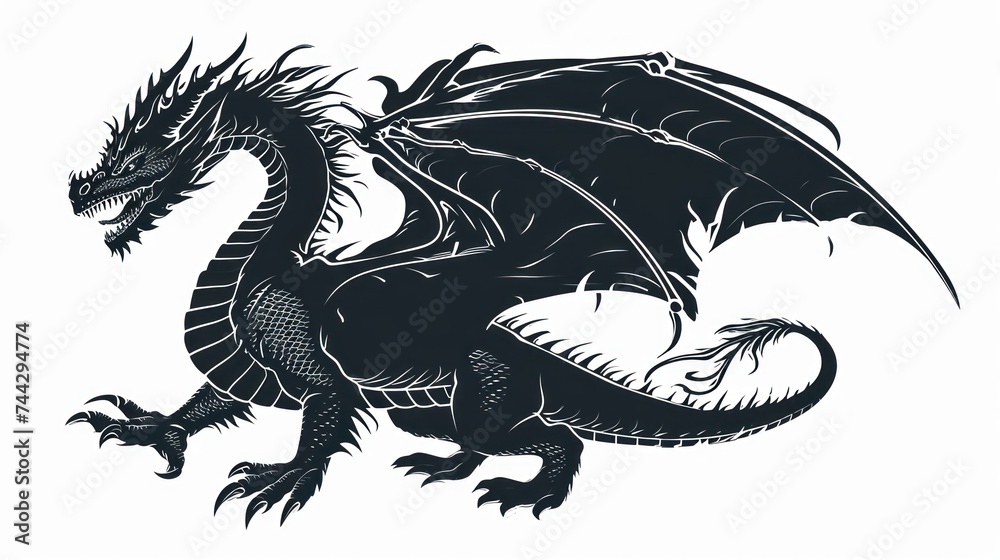 Vector illustration clipart of dragon over white background. Stock ...