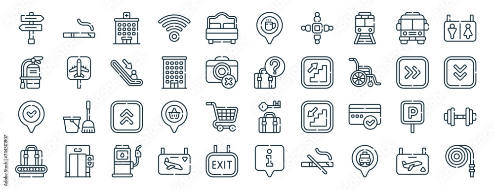 Vetor de set of 40 outline web wayfinding icons such as smoking room ...