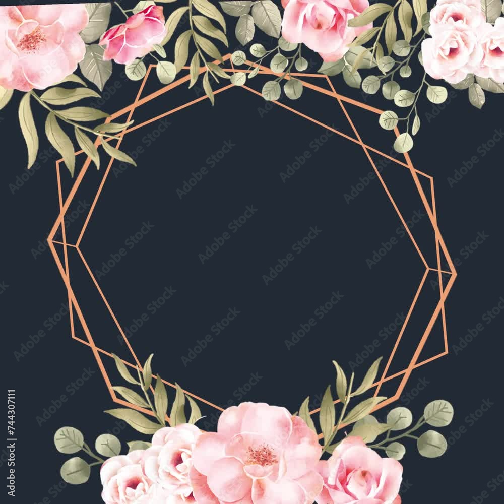 Wreath frame of foliage botanical flower. Floral animation of wedding ...