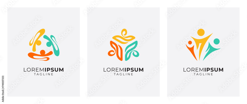 abstract people, child care, health care logo. Community logo vector ...