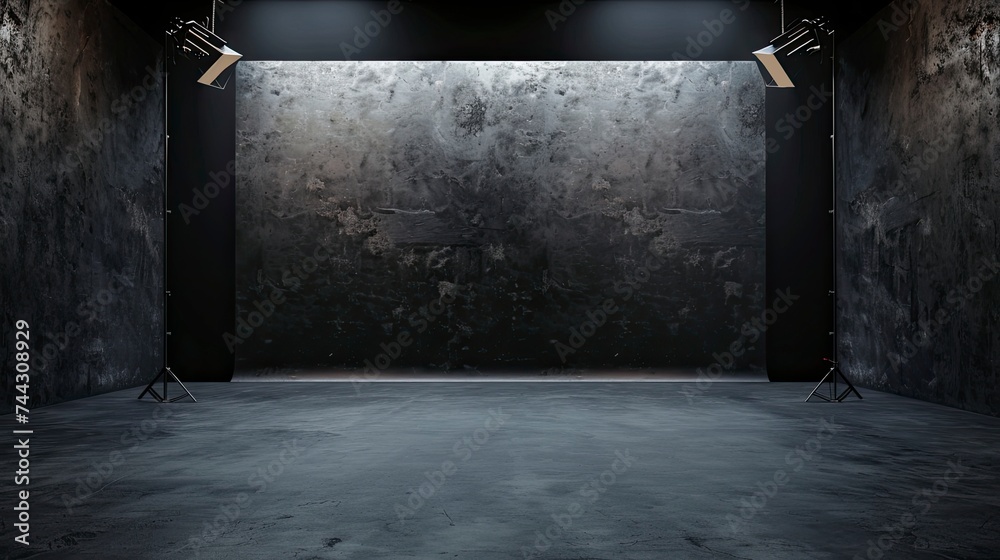 Product showcase with highlights. Black studio room background. Use as ...