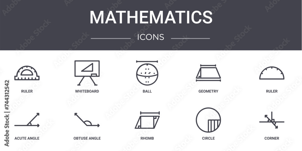 mathematics concept line icons set. contains icons usable for web, logo ...