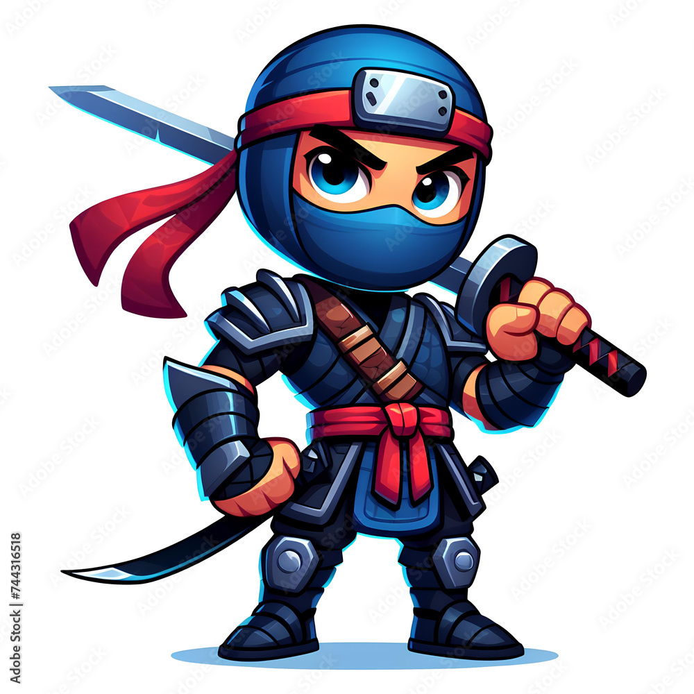 ninja with sword game character on PNG transparent background Stock ...