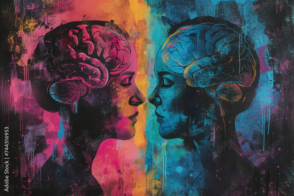 montage made from two different vectorised acrylic paintings and vector ...