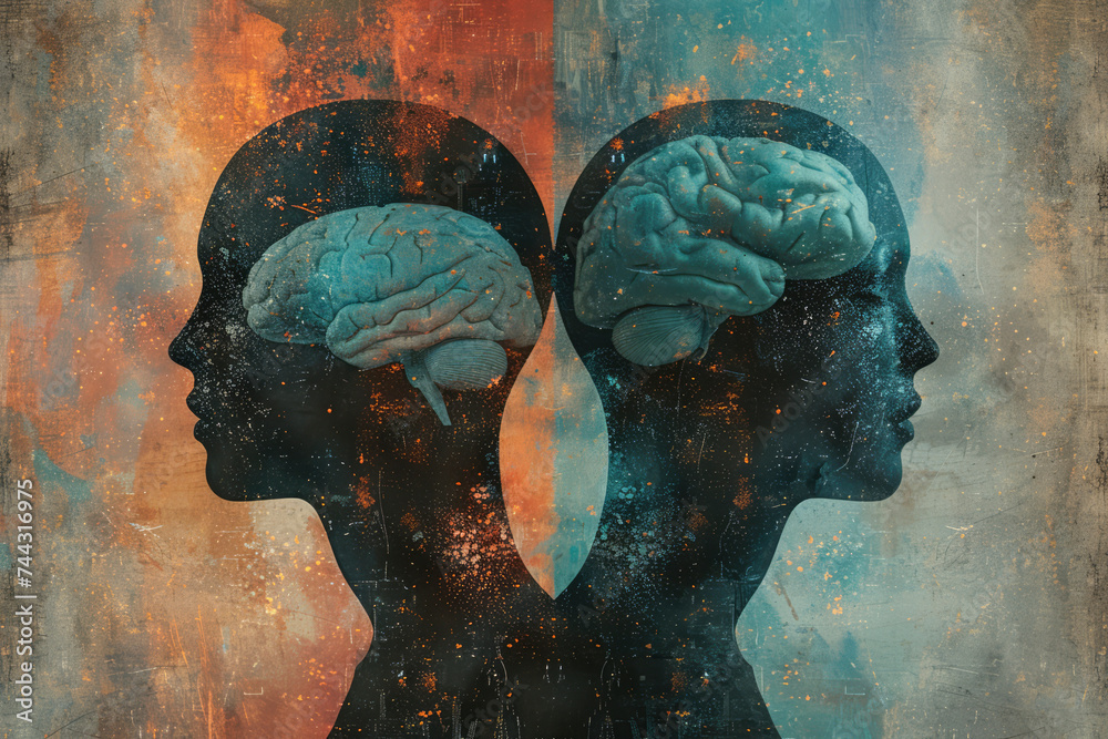 montage made from two different vectorised acrylic paintings and vector ...