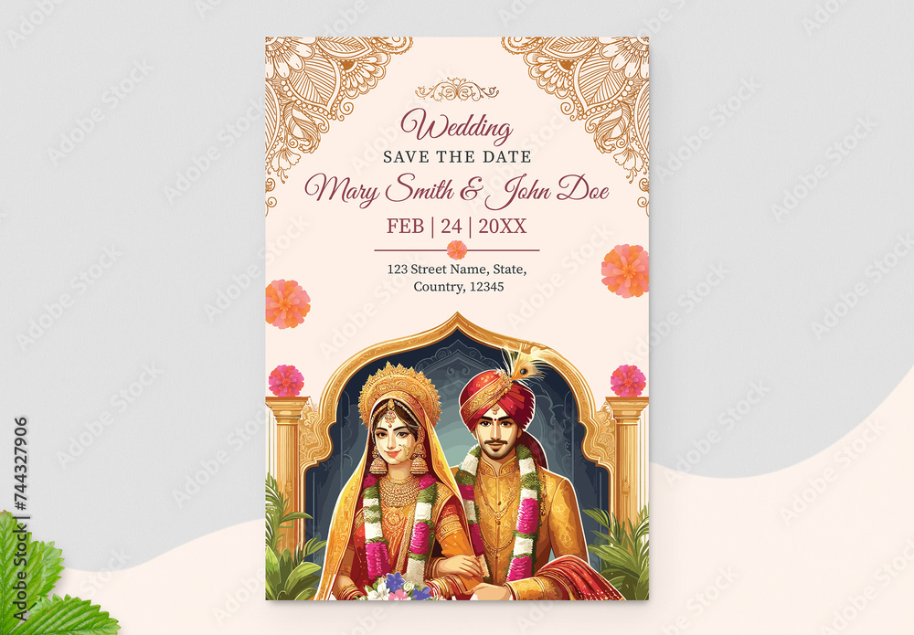 Traditional Wedding Invitation Card Design Layout Stock Template ...