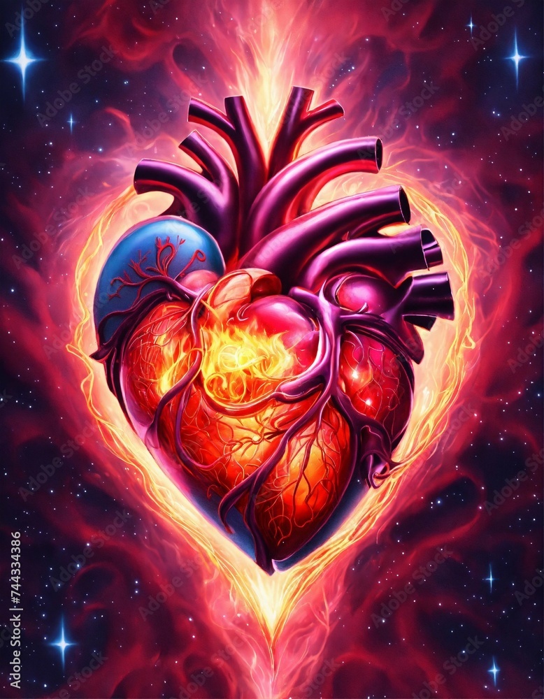beautifull colored pencil drawing of a human heart being consumed in a ...