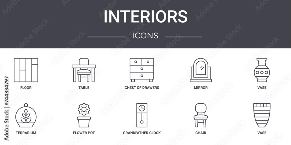 interiors concept line icons set. contains icons usable for web, logo ...