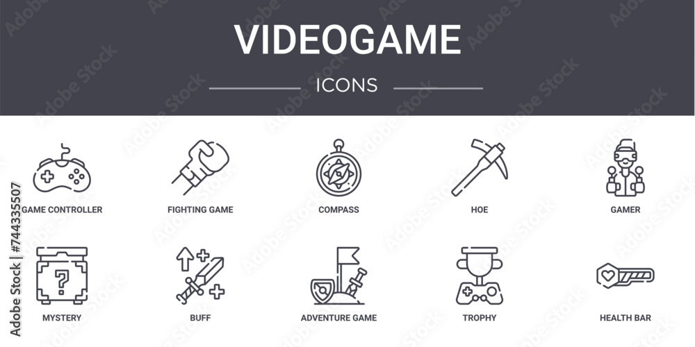videogame concept line icons set. contains icons usable for web, logo ...
