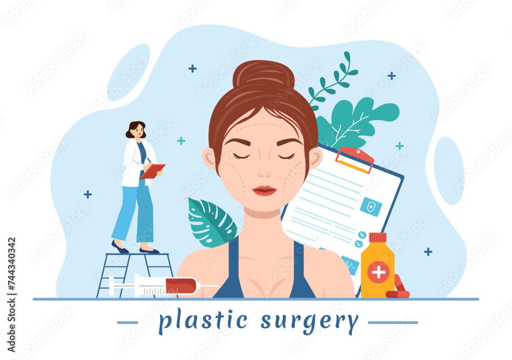 Plastic Surgery Vector Illustration of Medical Surgical Operation on ...