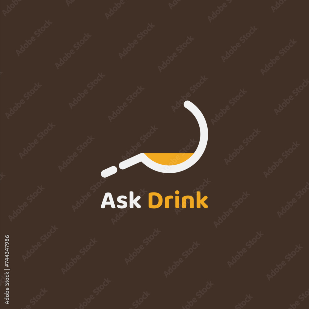 Drink glass logo with question mark shape. Suitable for restaurants ...