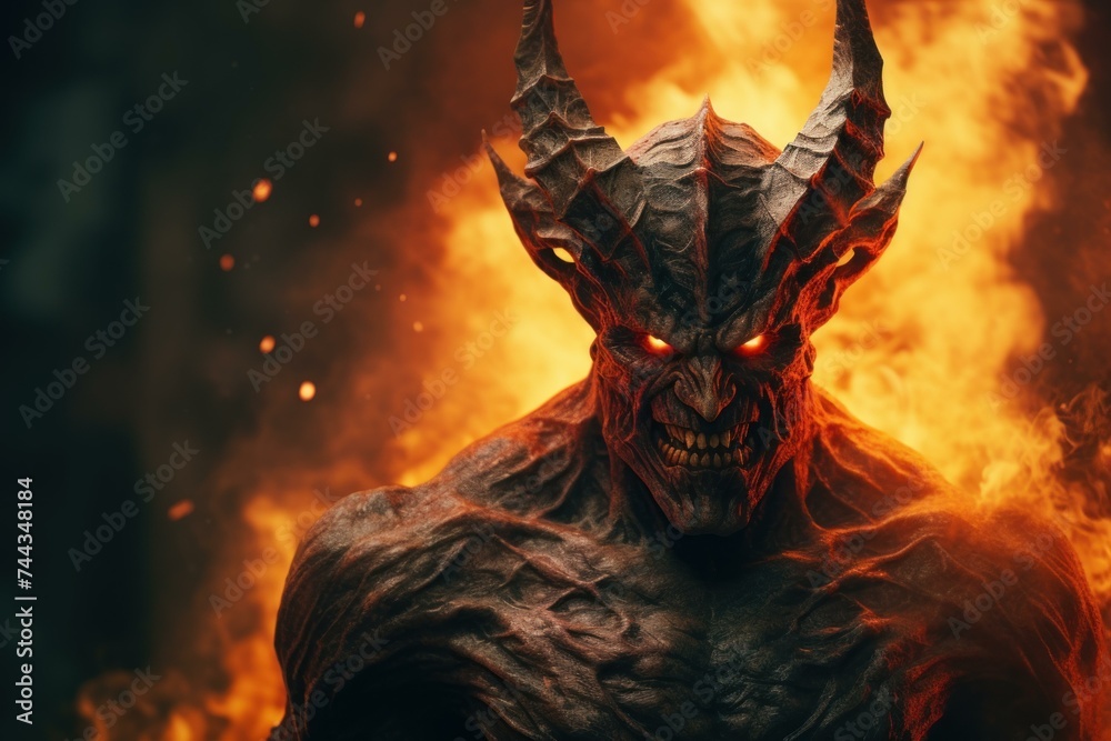Satan devil fire face. Inferno animal. Generate Ai Stock Photo | Adobe ...