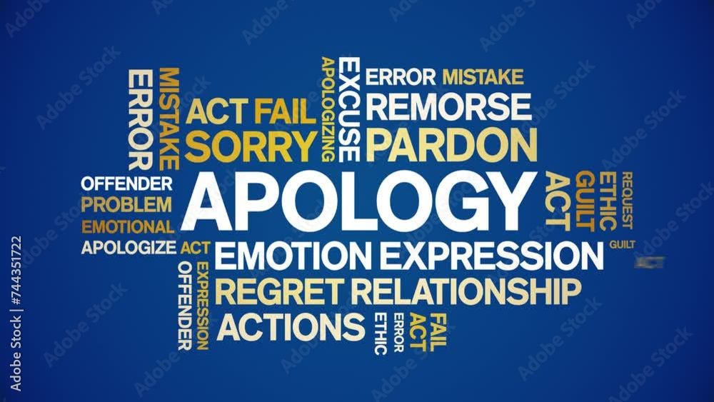Apology animated word cloud;text design animation tag kinetic ...
