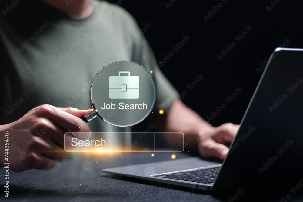 Job search concept. HR, Hiring Human Resources. unemployment finding ...