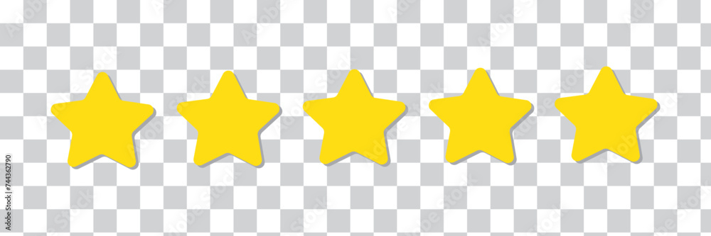 Five stars on transparent background. Isolated five stars rating ...