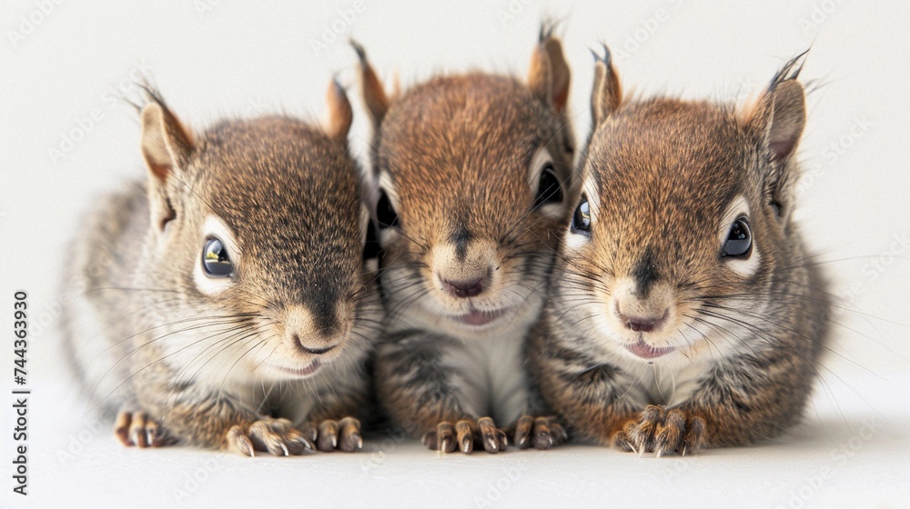 Sweet Squirrels, a trio of sweet squirrel kits cuddled up together on a ...