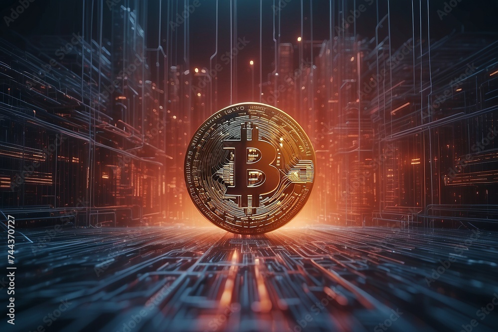 Banner Representation Of Blockchain Cryptography Technology With Validation Blocks For Securing