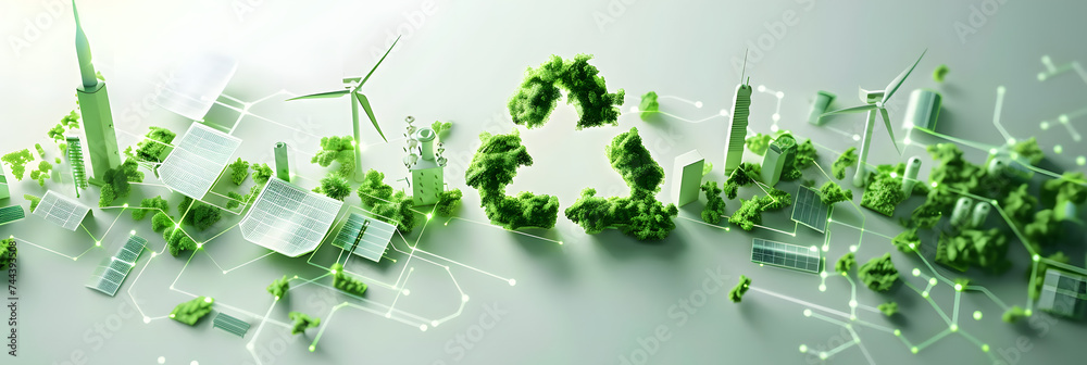 A conceptual image showcasing the integration of green energy solutions ...