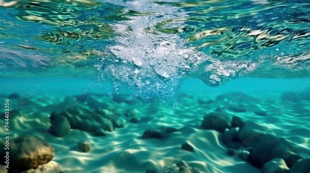 Saturated blue (cerulean) Red Sea water texture, top view. Detailed ...