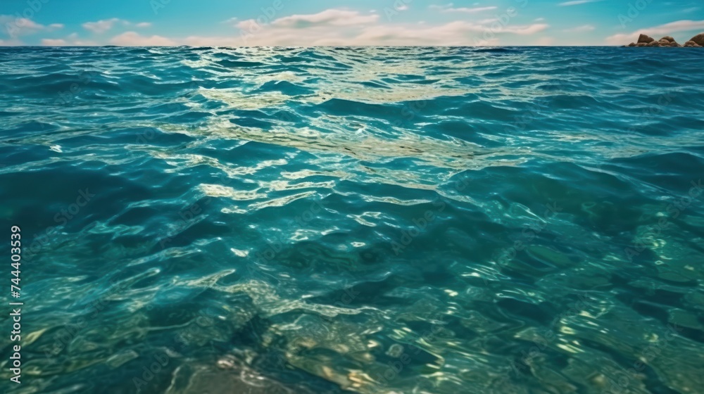 Saturated blue (cerulean) Red Sea water texture, top view. Detailed ...