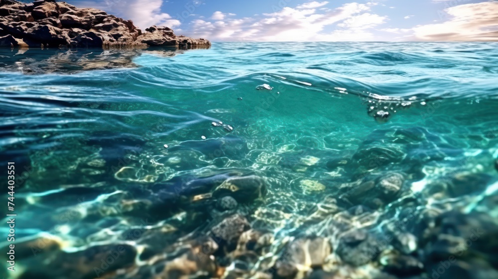 Saturated blue (cerulean) Red Sea water texture, top view. Detailed ...
