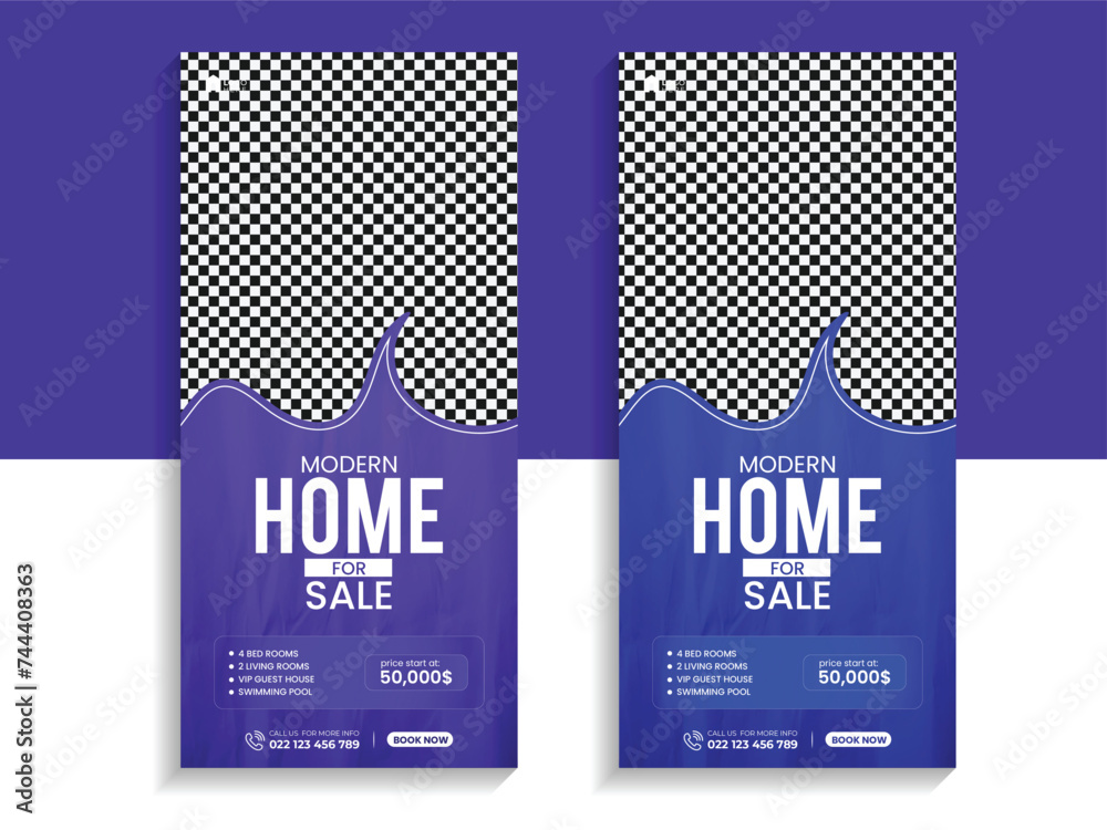 Real Estate modern home sale roll-up banner or cover design template ...
