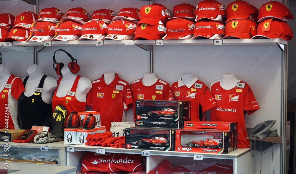 Melbourne, Australia - March 21, 2018: Within the vivid crimson tent ...