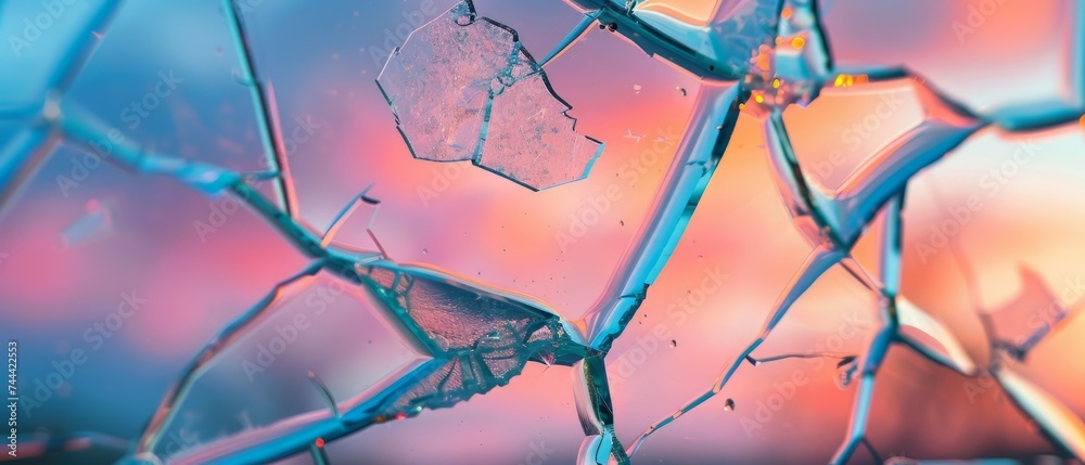 Broken glass fragmented surface texture background. Fragility and ...