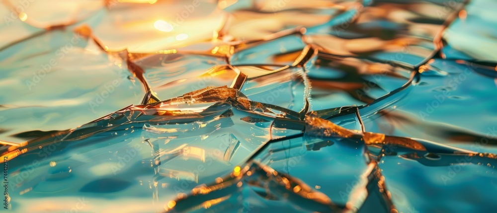 Broken glass fragmented surface texture background. Fragility and ...