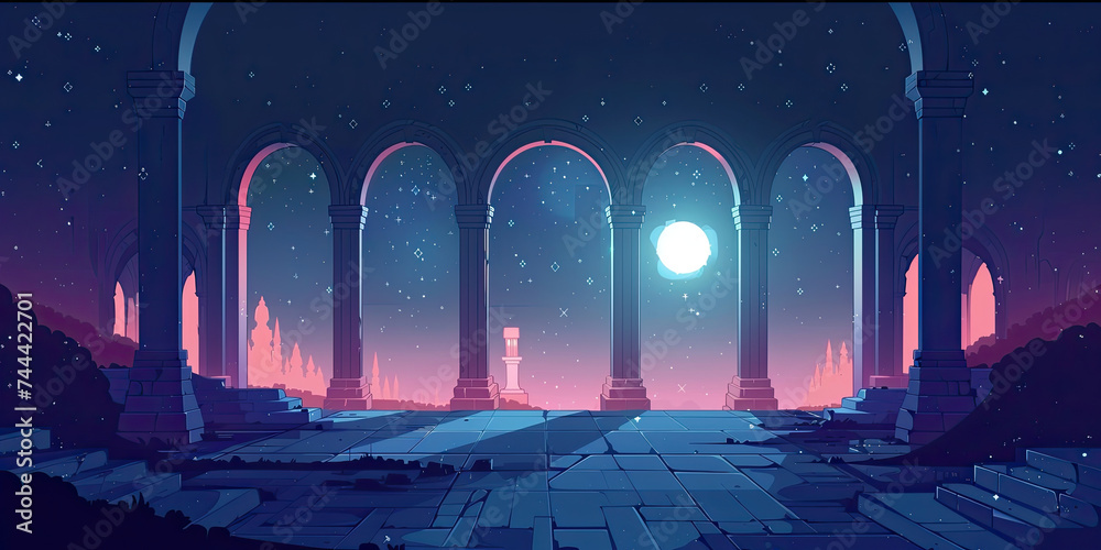 Gaming background, Vintage retro video game level design backdrop, old ...