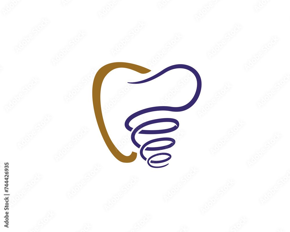 abstract line art dental implant logo icon symbol design template ...